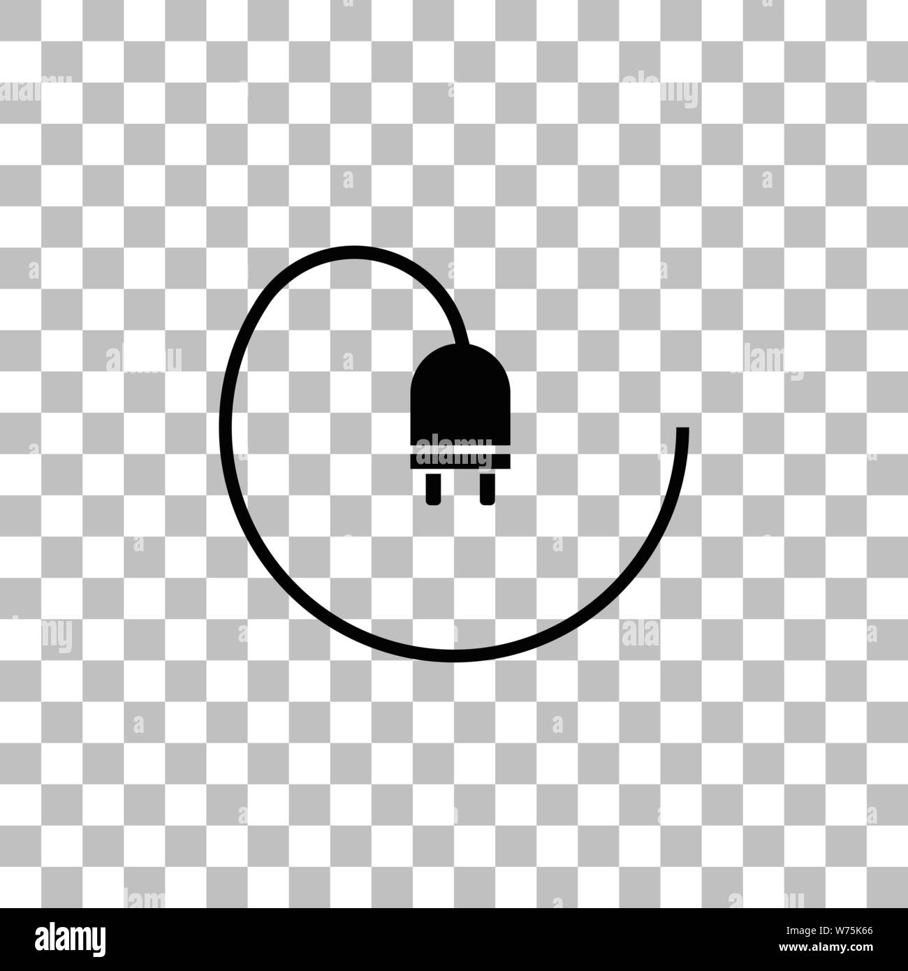 Plug. Black flat icon on a transparent background. Pictogram for your ...