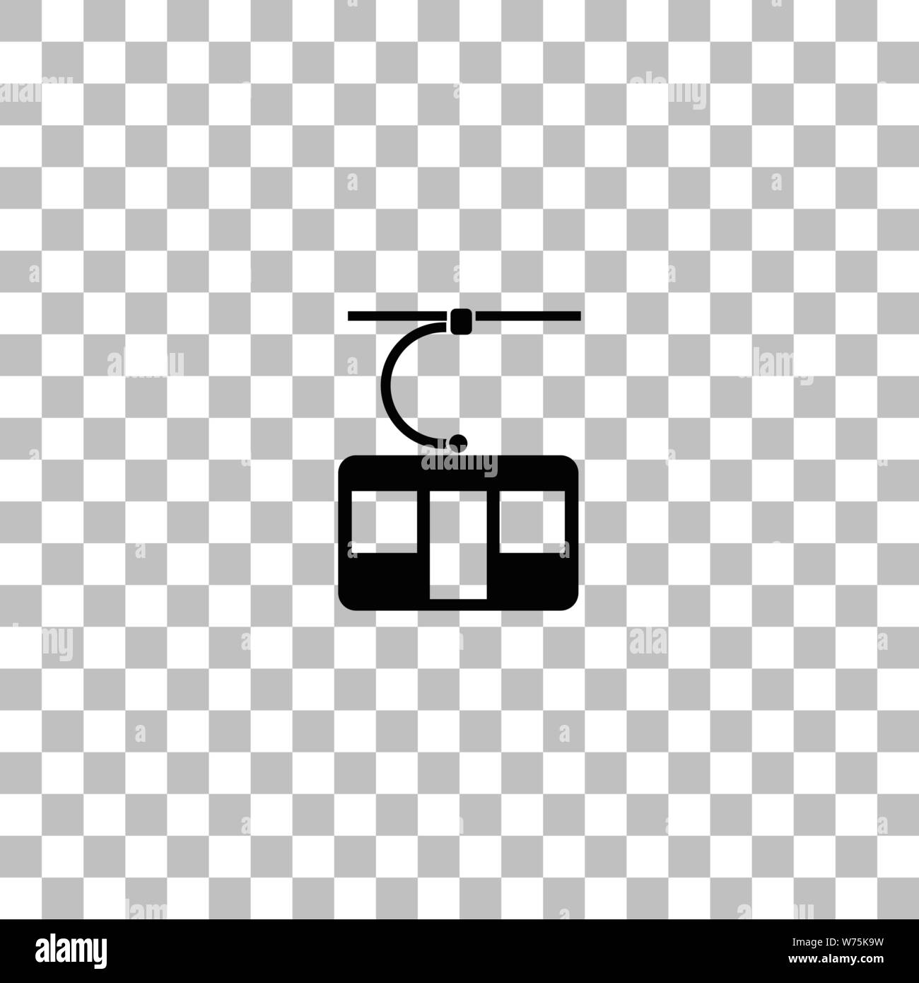 Ropeway cabines. Black flat icon on a transparent background. Pictogram ...