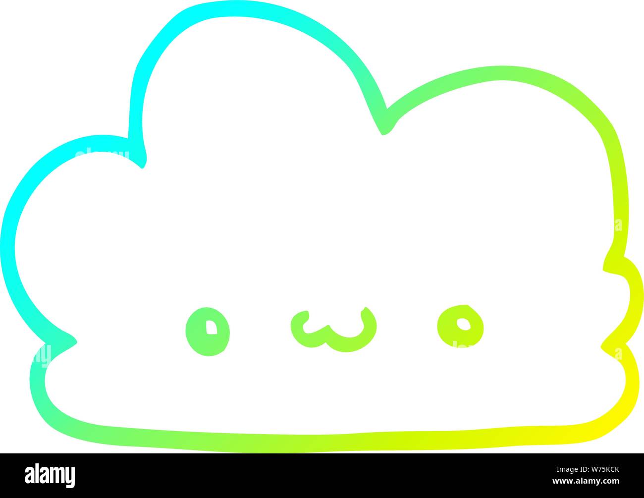 cold gradient line drawing of a cute cartoon cloud Stock Vector Image ...