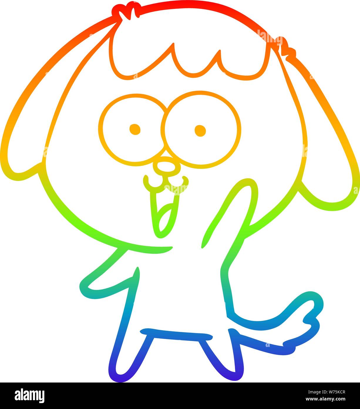 rainbow gradient line drawing of a cute cartoon dog Stock Vector Image ...