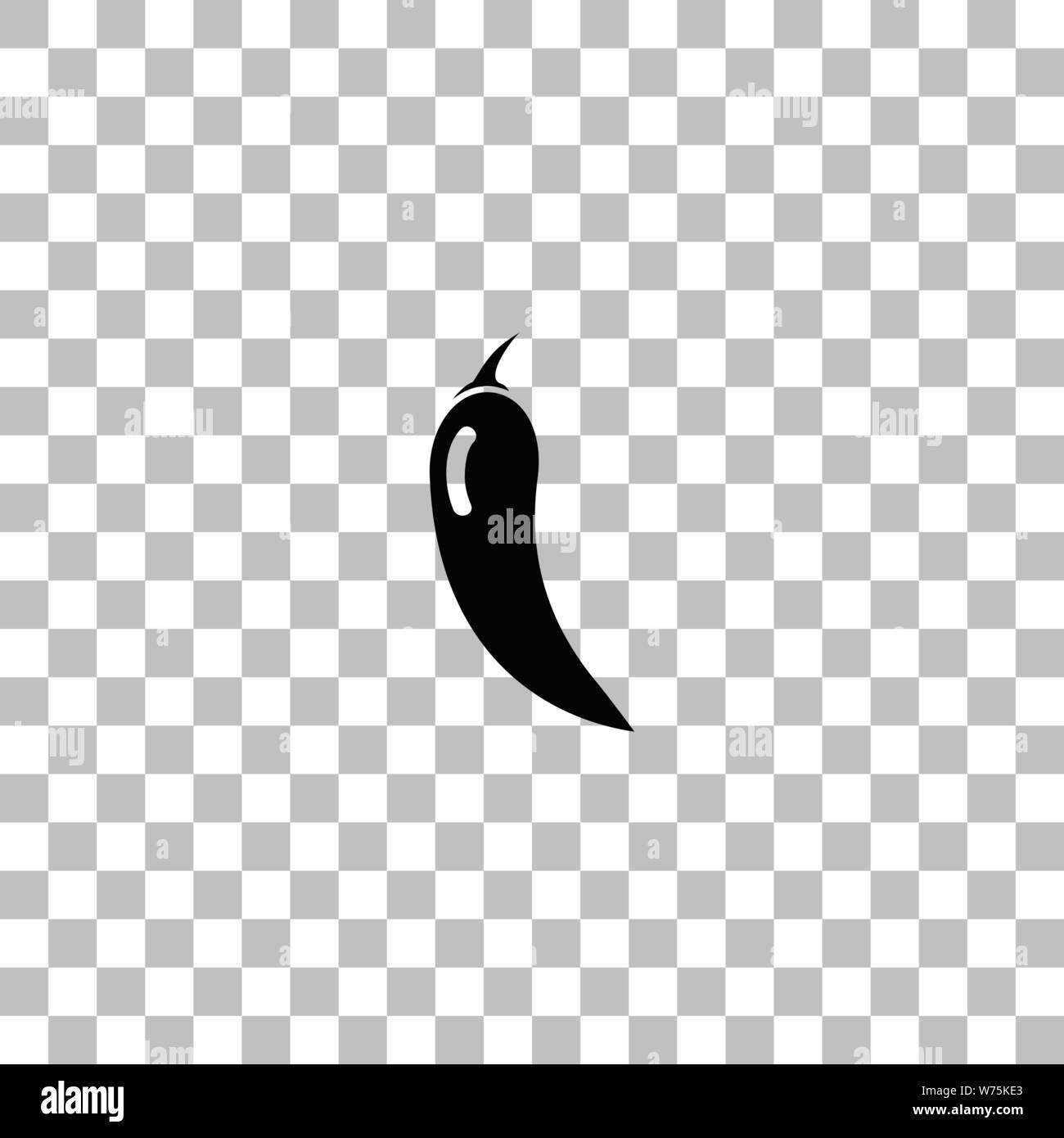 Chilli pepper. Black flat icon on a transparent background. Pictogram ...