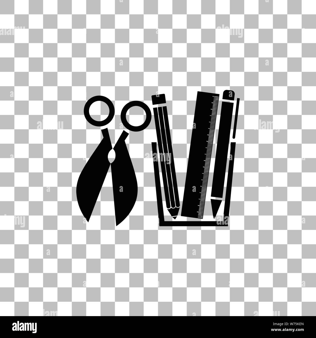 Office tools. Black flat icon on a transparent background. Pictogram ...