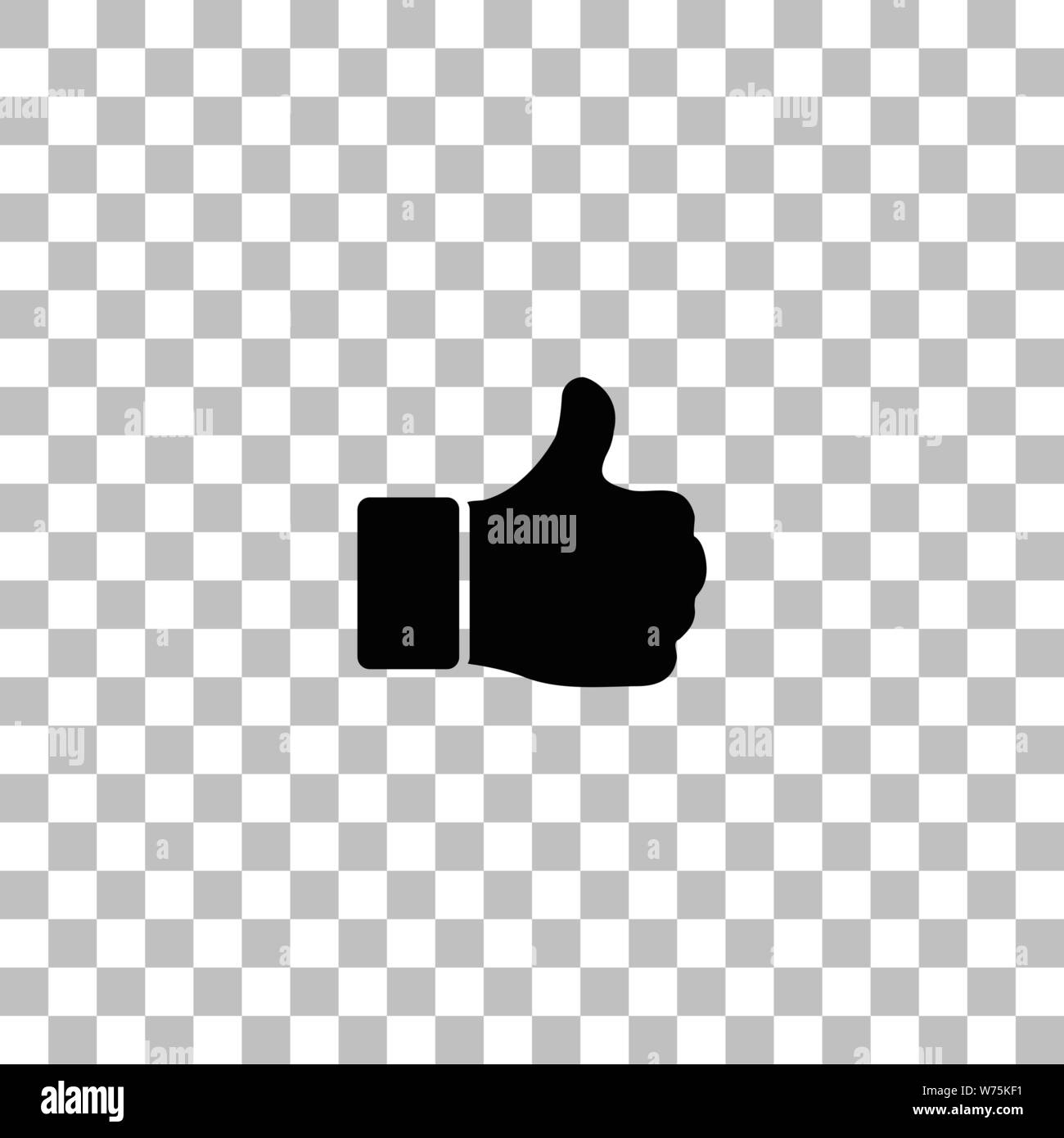 Hand Thumb Up, Like. Black flat icon on a transparent background ...