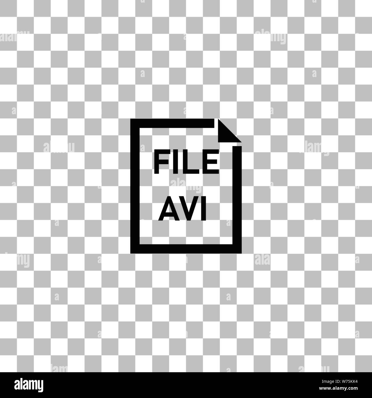 AVI File. Black flat icon on a transparent background. Pictogram for ...