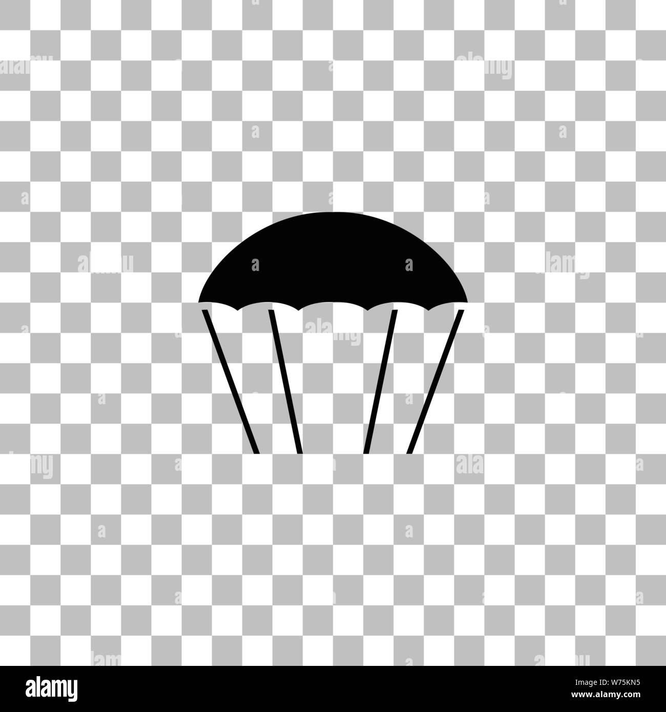 Parachute. Black flat icon on a transparent background. Pictogram for ...