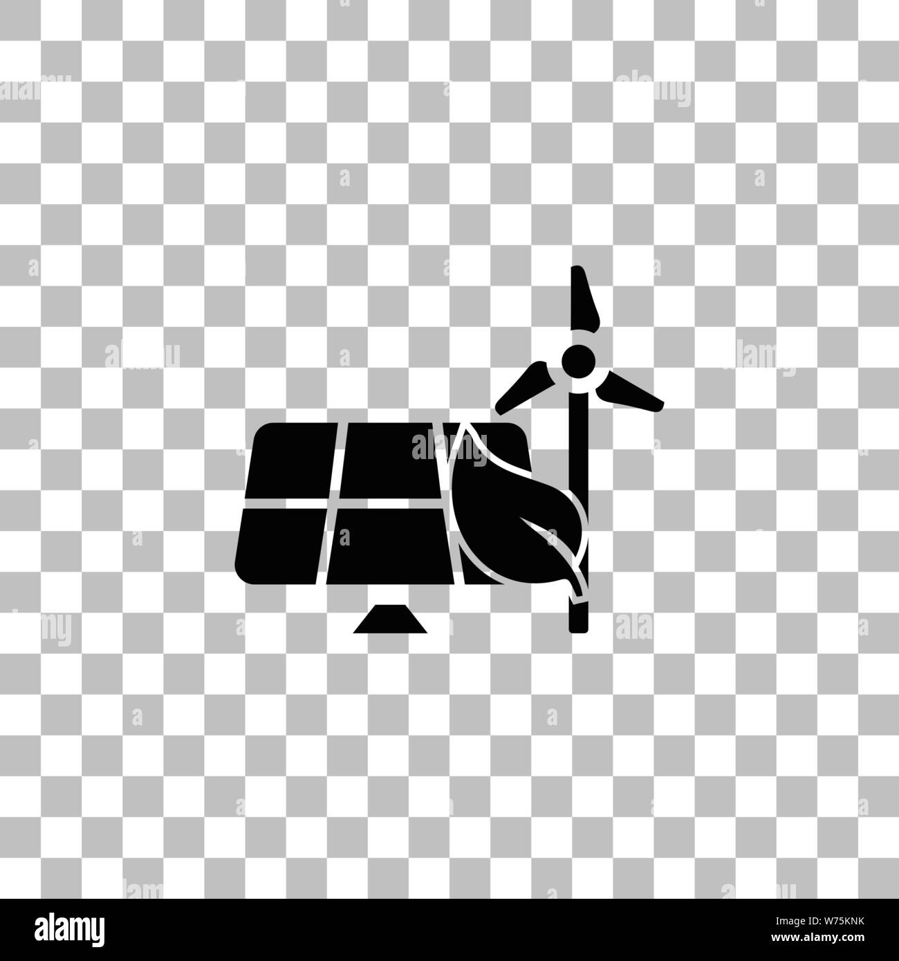 Eco Energy Saving. Black flat icon on a transparent background ...