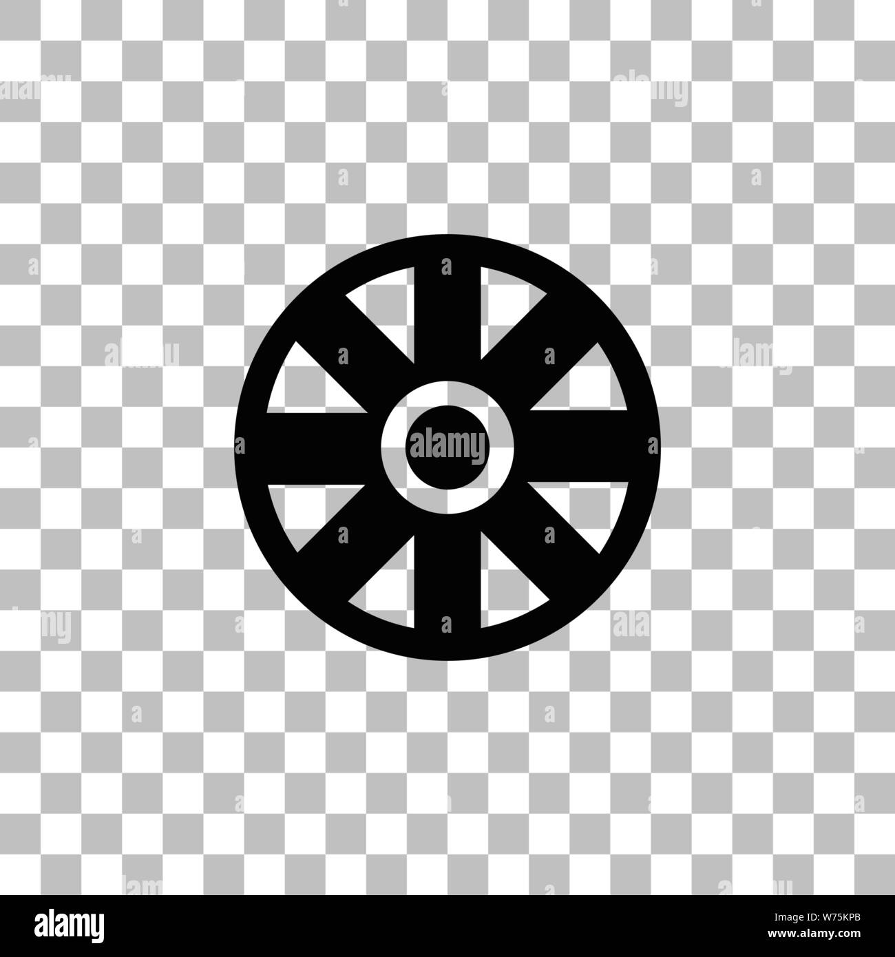 Cart Wheel. Black flat icon on a transparent background. Pictogram for ...