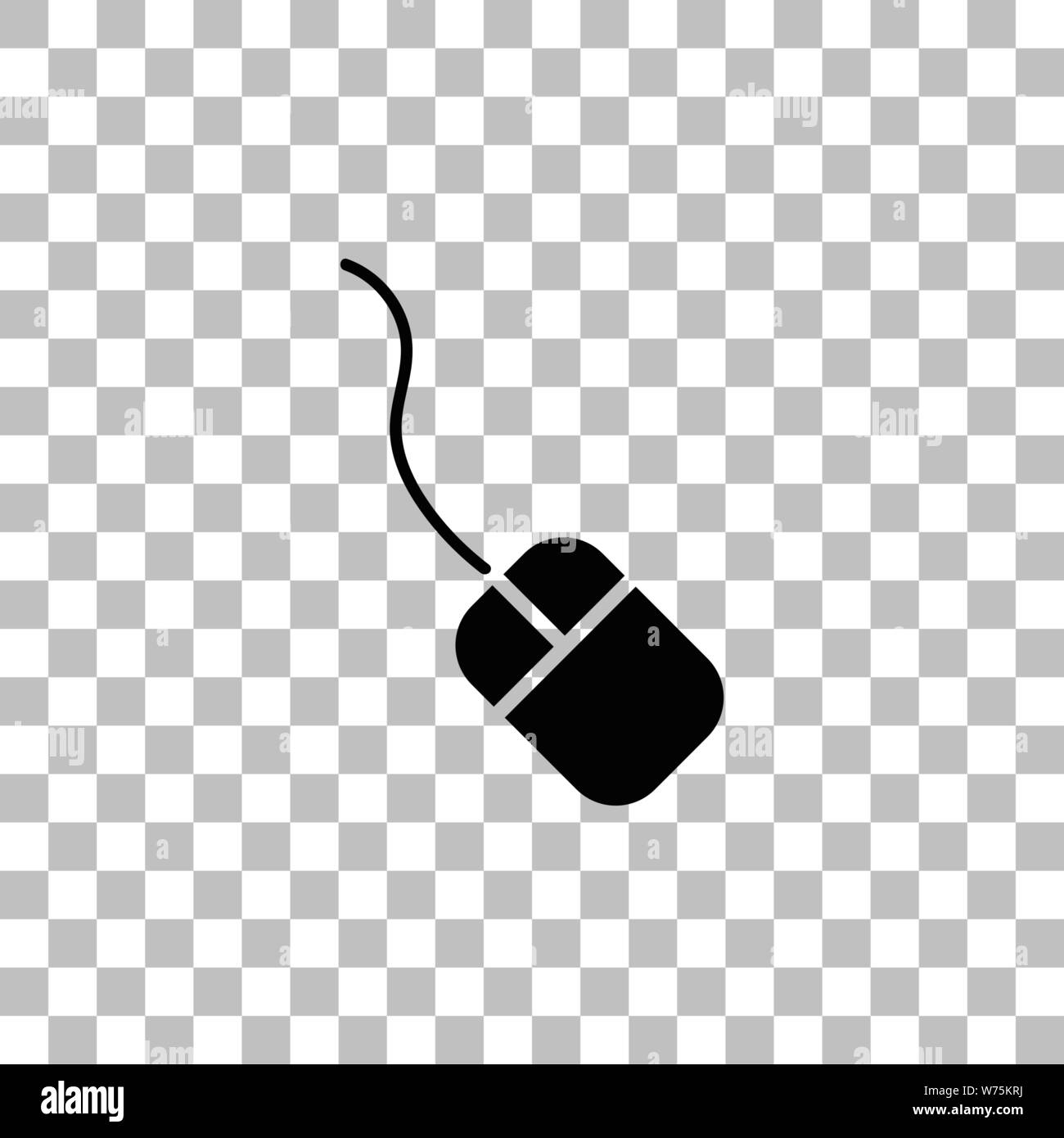 Computer mouse. Black flat icon on a transparent background. Pictogram ...