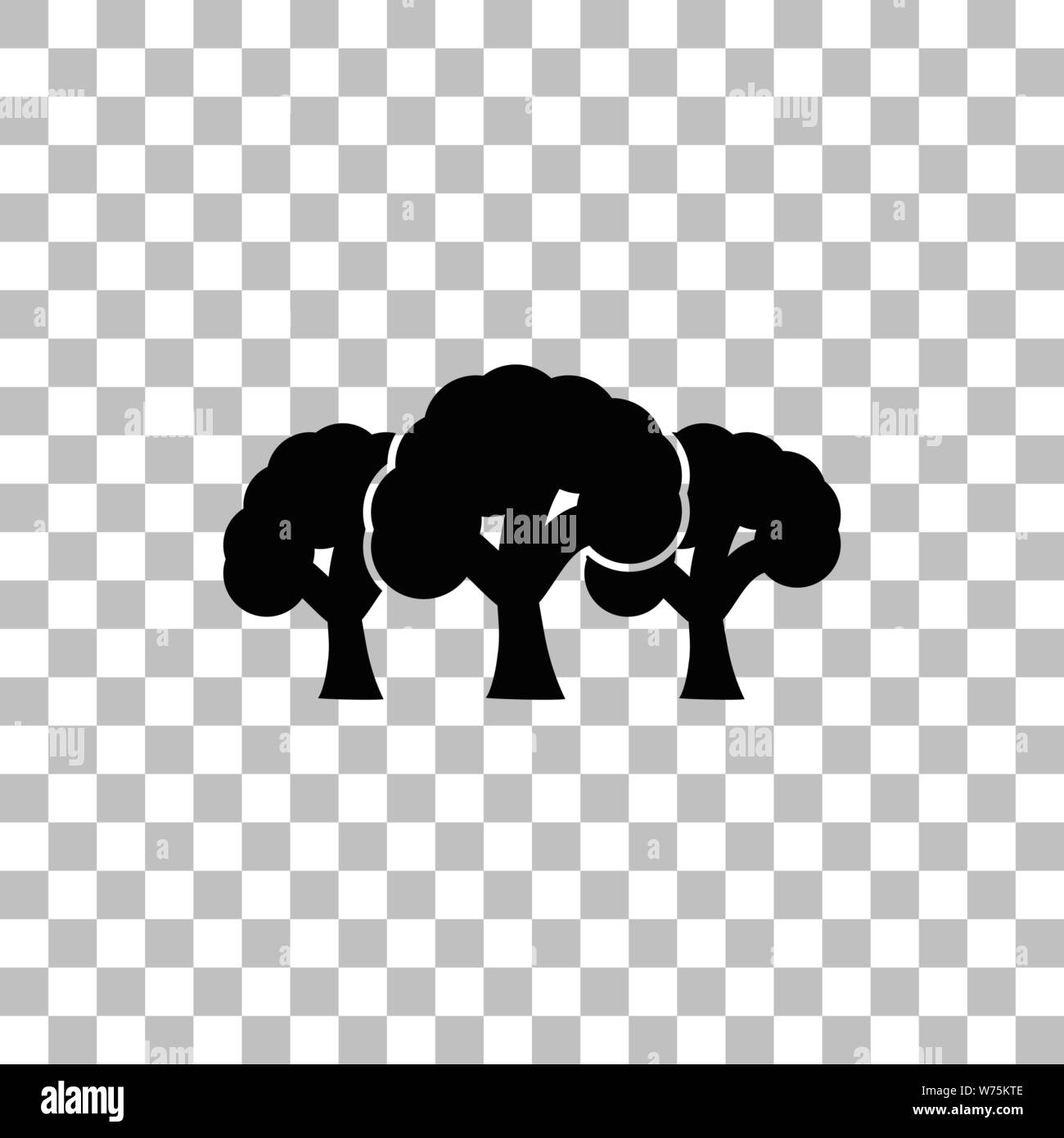 Forest. Black flat icon on a transparent background. Pictogram for your ...