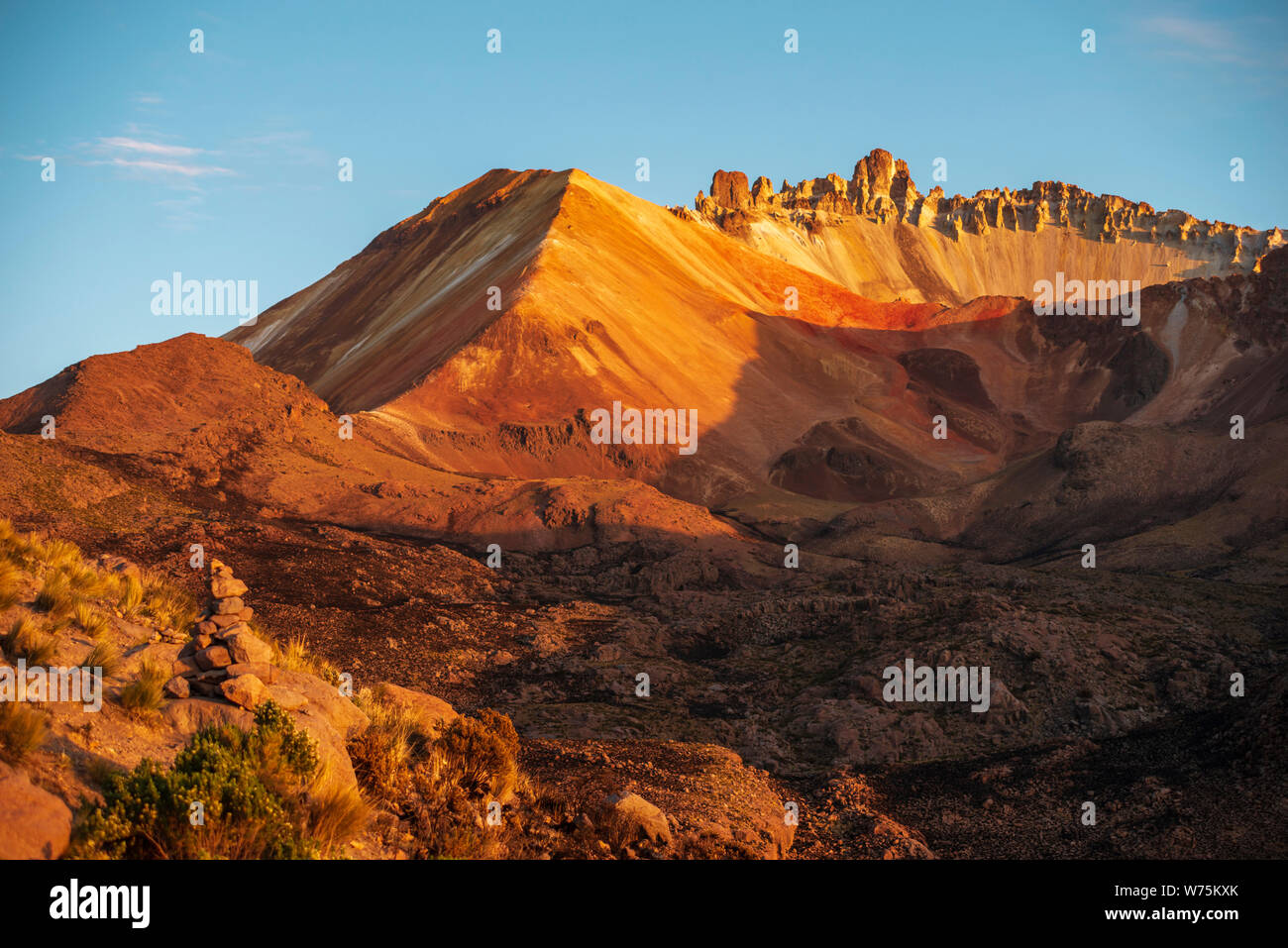 crater of Tunupa volcano by sunny morning in Bolivia Stock Photo - Alamy