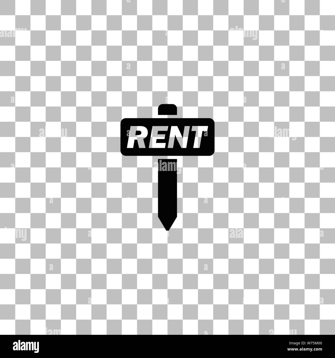 For Rent. Black flat icon on a transparent background. Pictogram for ...