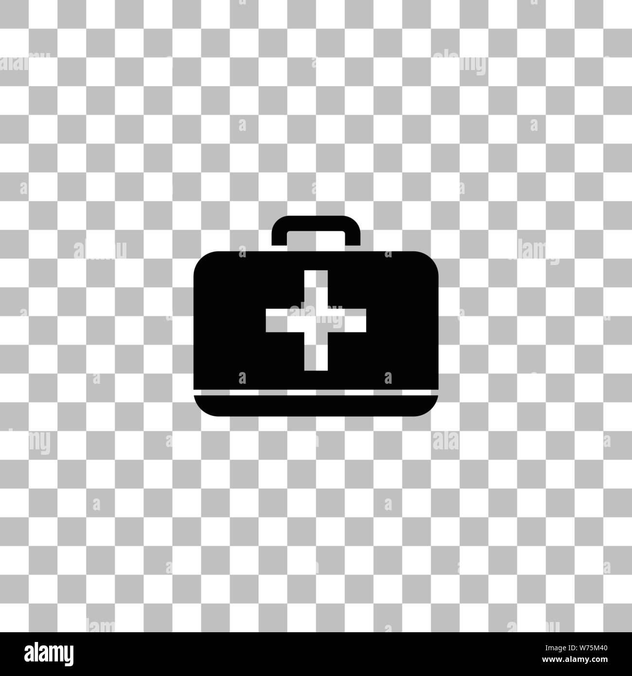 First aid kit. Black flat icon on a transparent background. Pictogram ...