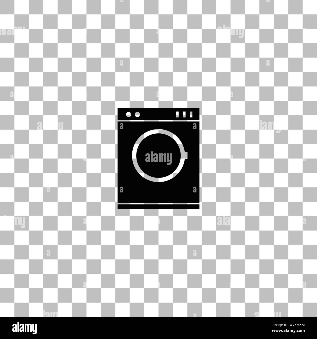 Washing machine. Black flat icon on a transparent background. Pictogram ...