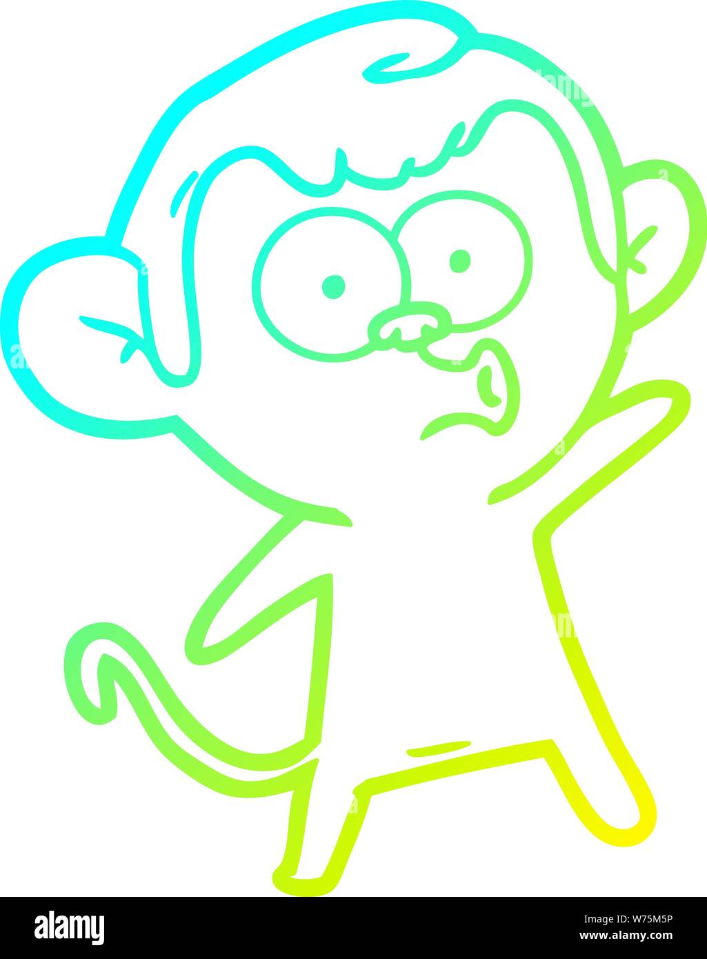 cold gradient line drawing of a cartoon surprised monkey Stock Vector ...