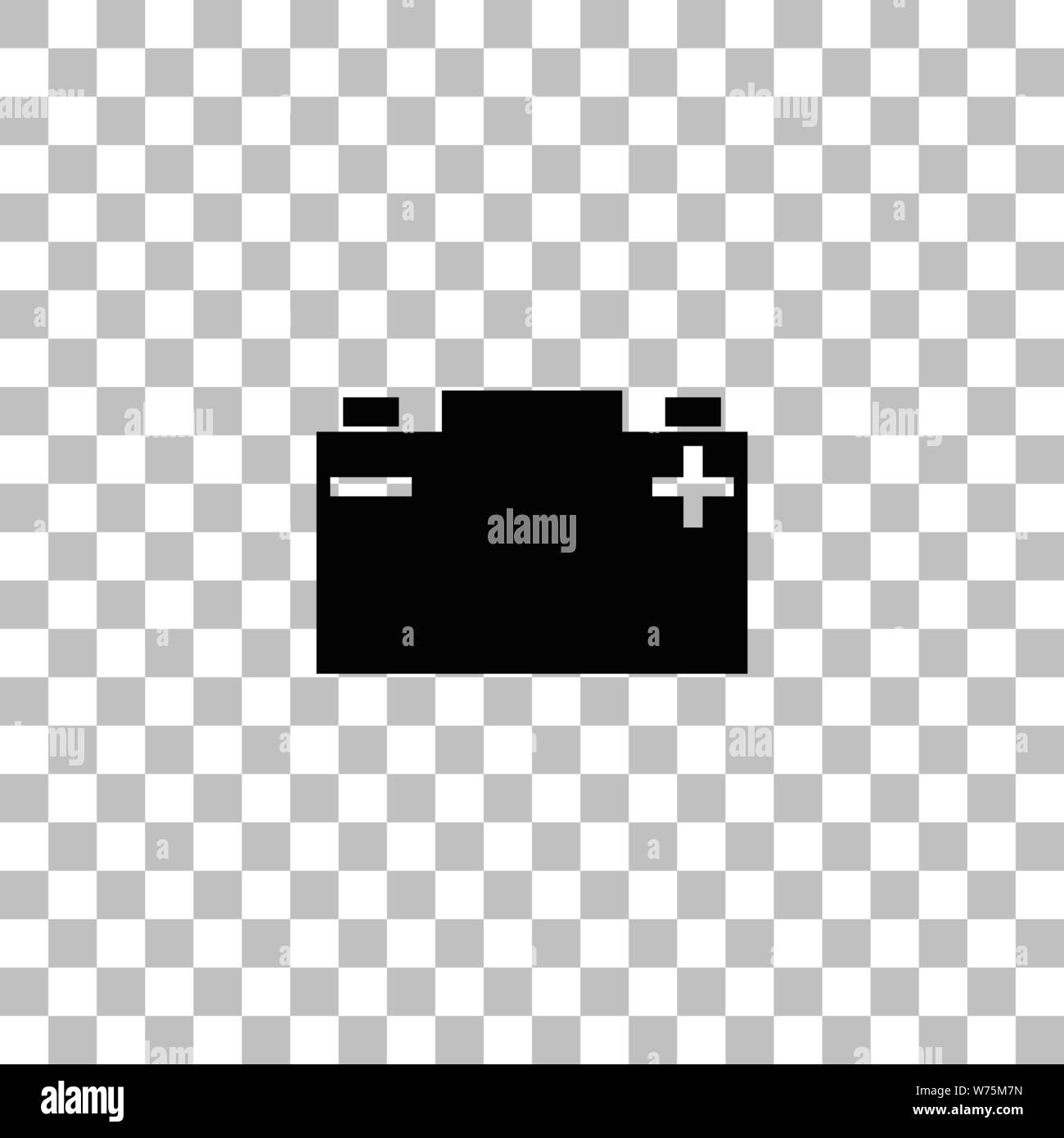 Car Battery. Black flat icon on a transparent background. Pictogram for ...