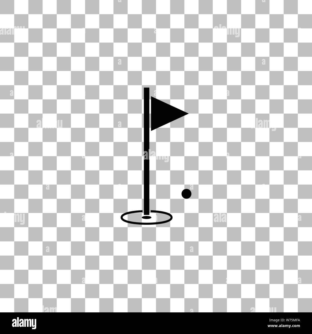 Golf Flag. Black flat icon on a transparent background. Pictogram for ...