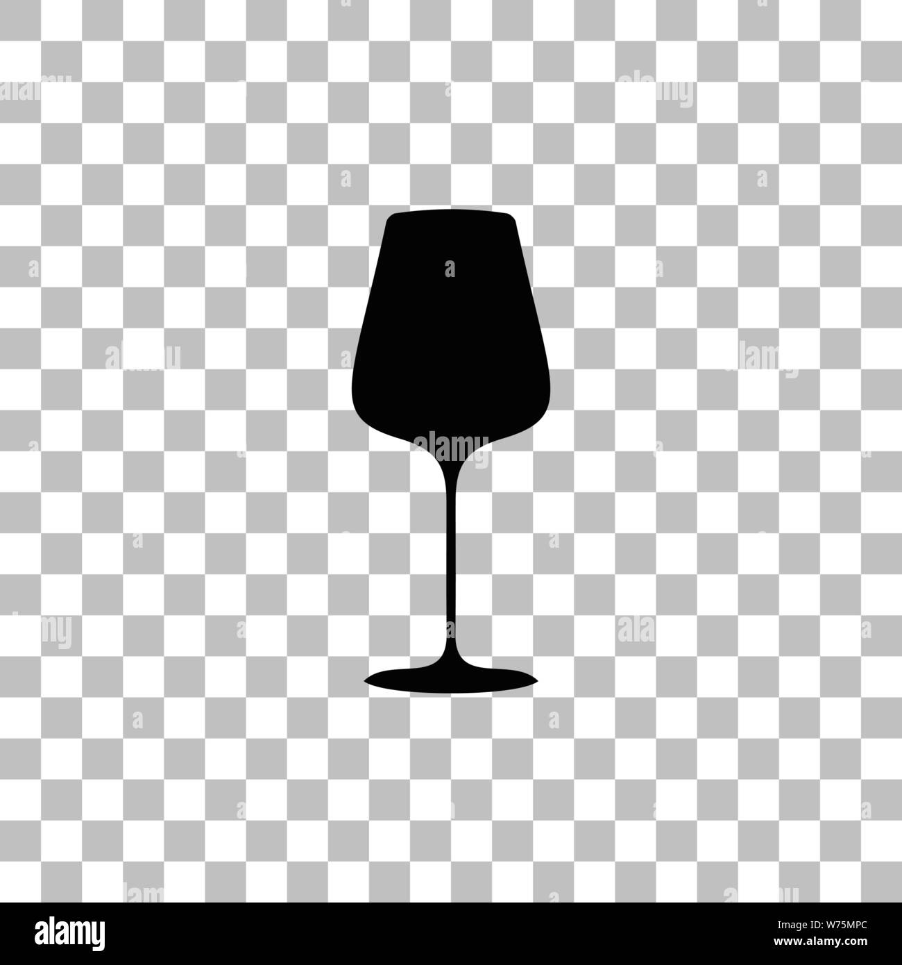 Glass Cup for Wine or Champagne. Black flat icon on a transparent ...