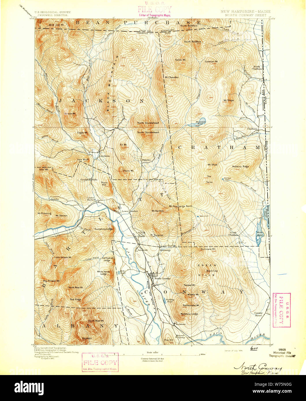 USGS TOPO Map New Hampshire NH North Conway 330266 1894 62500 ...