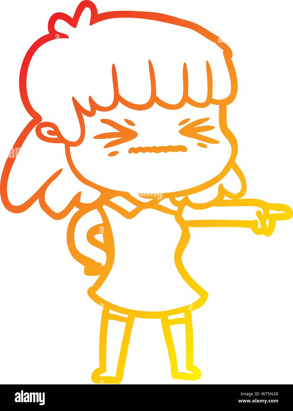 warm gradient line drawing of a cartoon woman Stock Vector Image & Art ...