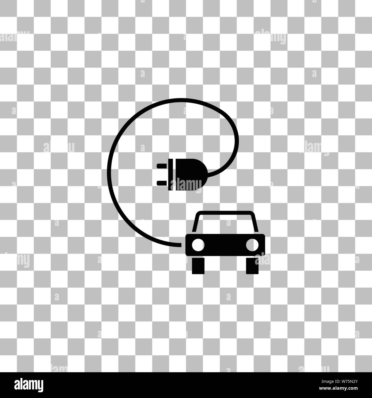 Electric Car. Black flat icon on a transparent background. Pictogram ...