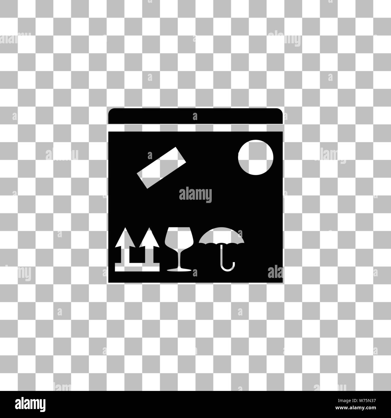 Parcel Box. Black flat icon on a transparent background. Pictogram for ...