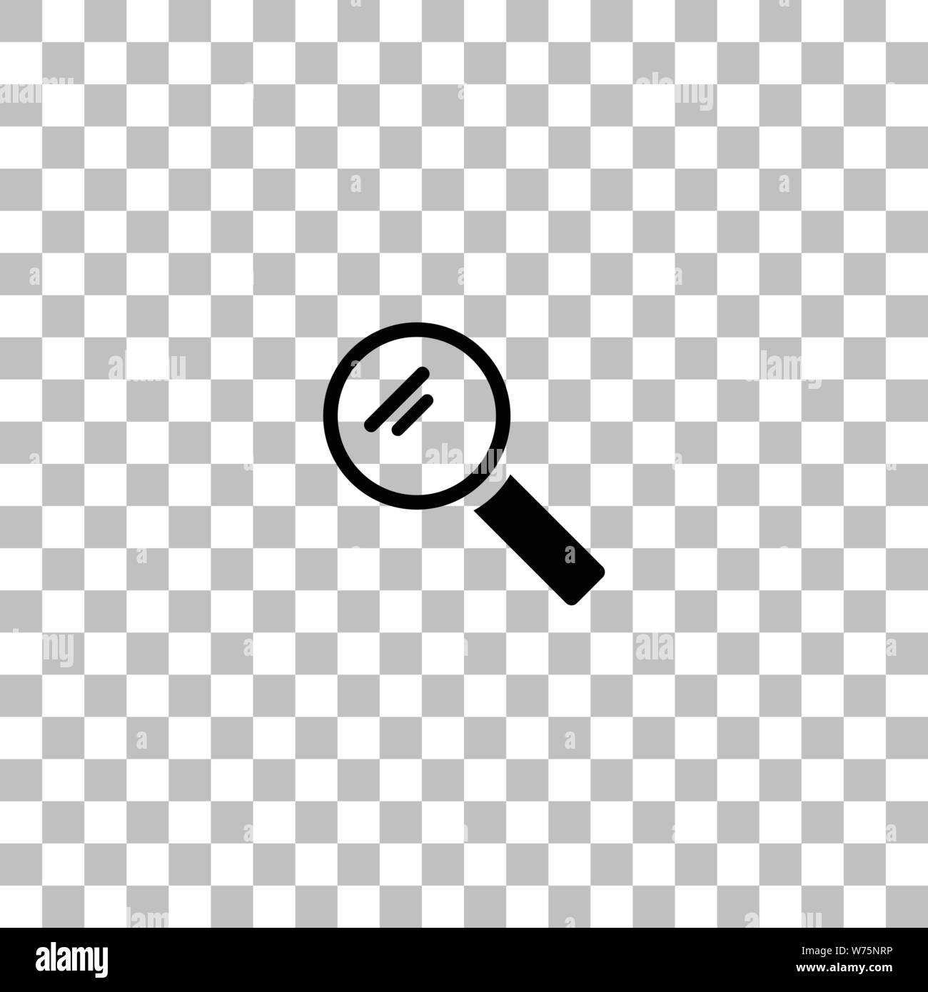Magnifying glass. Black flat icon on a transparent background ...