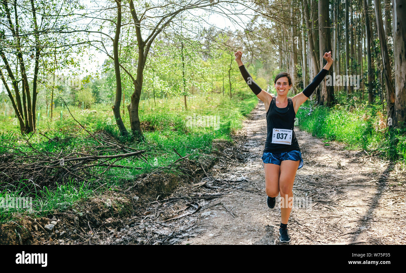 Female winning race hi-res stock photography and images - Alamy
