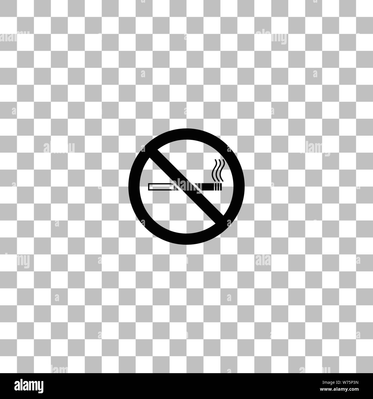 No smoking. Black flat icon on a transparent background. Pictogram for ...