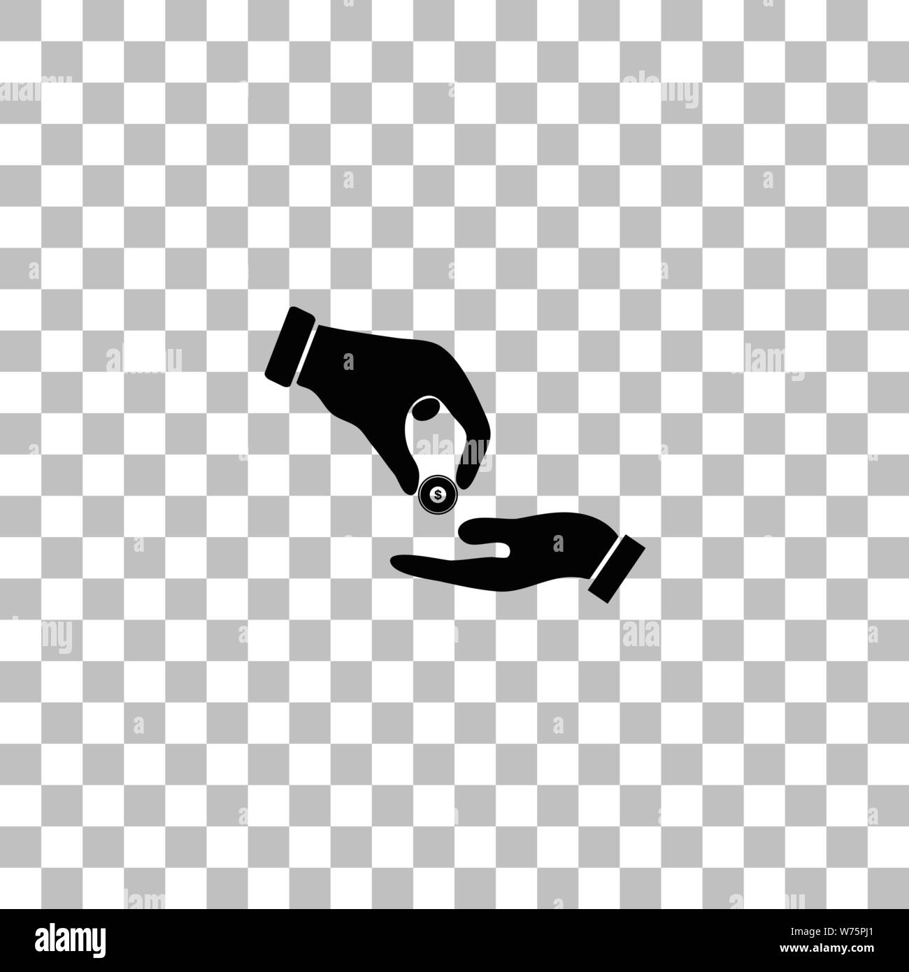 Donate. Black flat icon on a transparent background. Pictogram for your ...