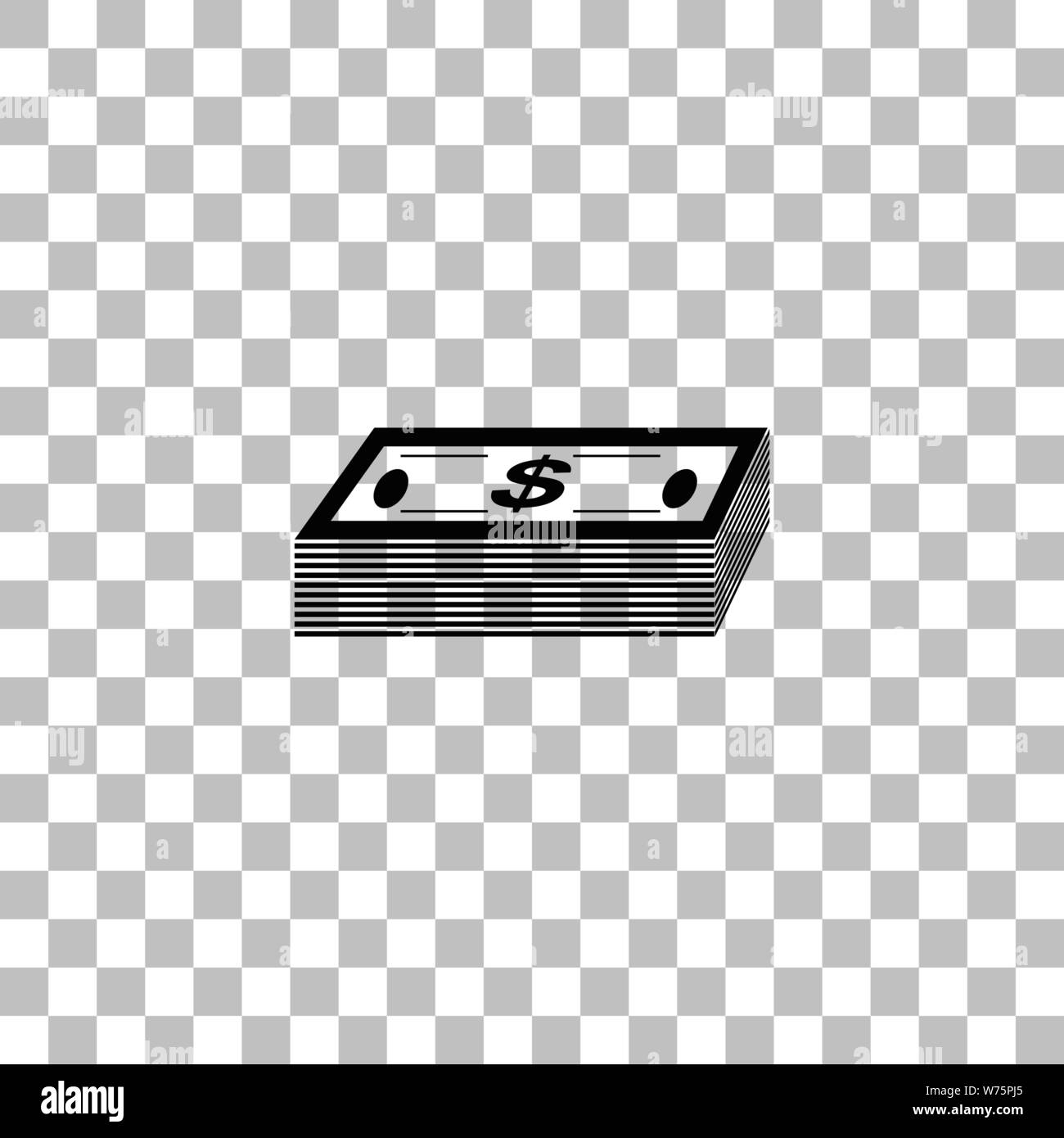 Bundle money. Black flat icon on a transparent background. Pictogram ...