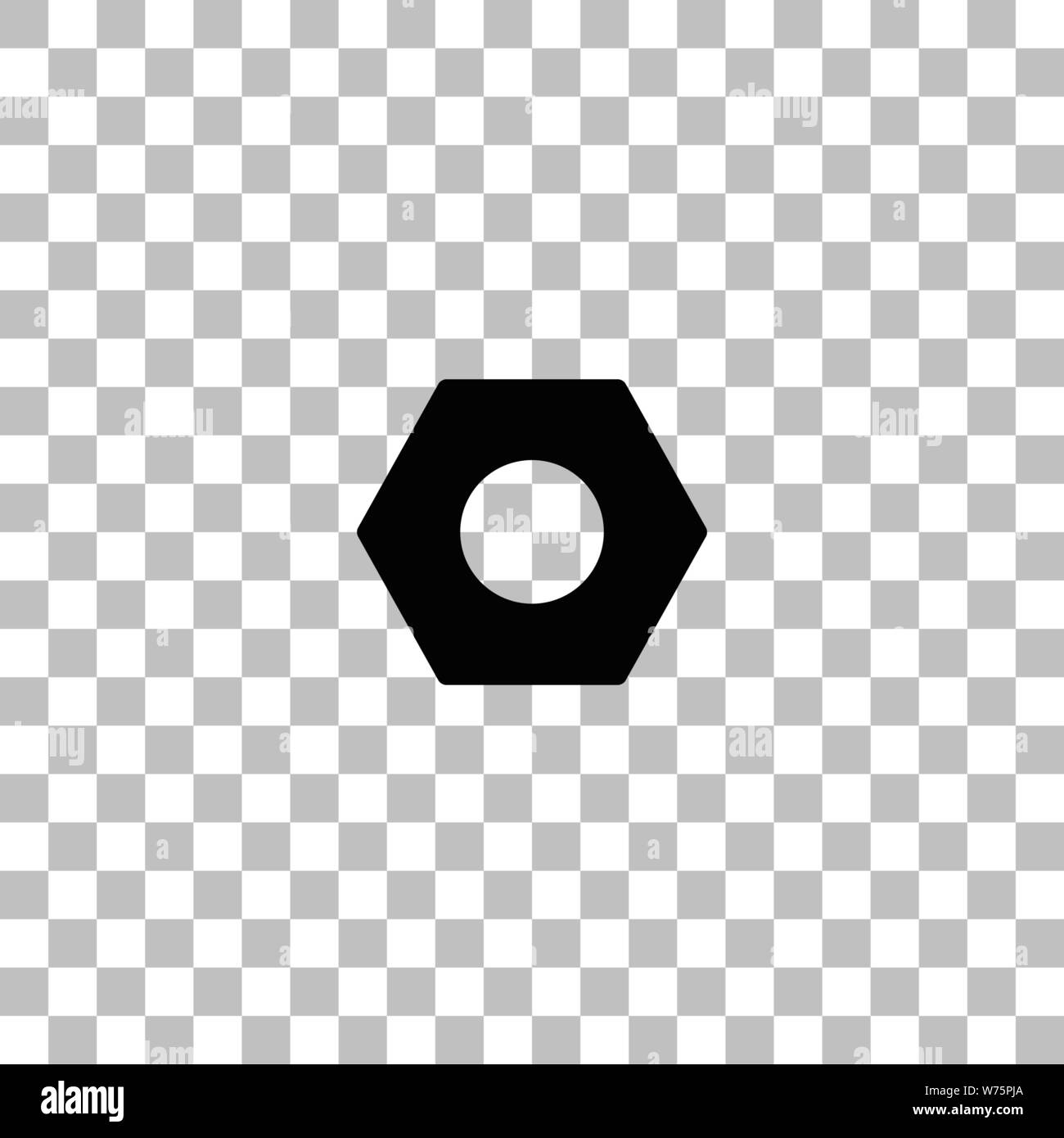 Hex nut. Black flat icon on a transparent background. Pictogram for ...