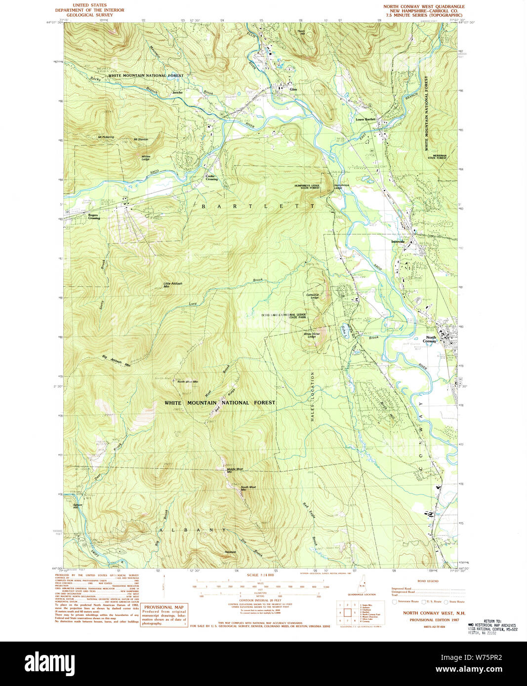 USGS TOPO Map New Hampshire NH North Conway West 329723 1987 24000 ...