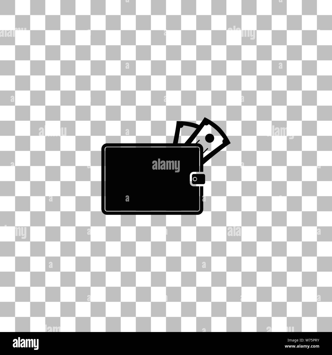Wallet. Black flat icon on a transparent background. Pictogram for your ...