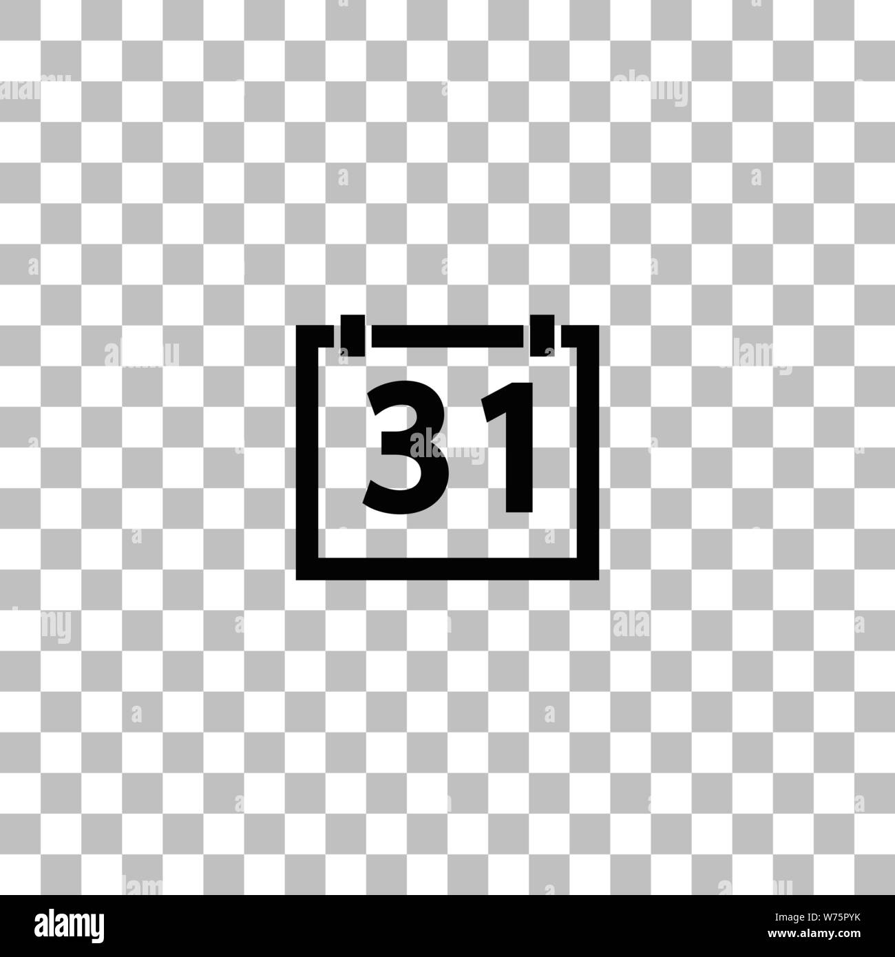 31 calendar days. Black flat icon on a transparent background ...