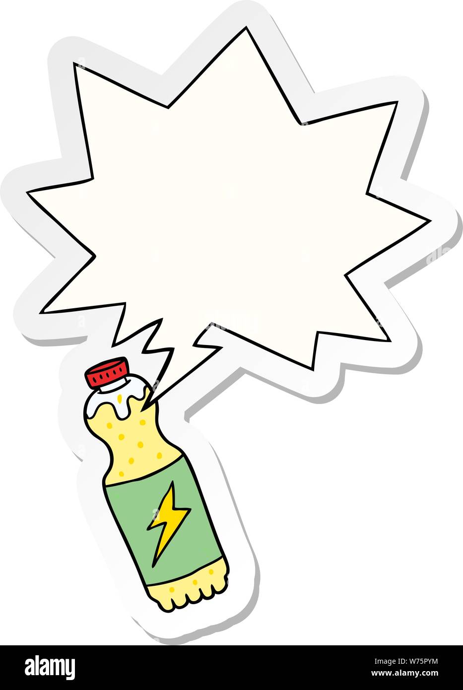 cartoon soda bottle with speech bubble sticker Stock Vector Image & Art ...