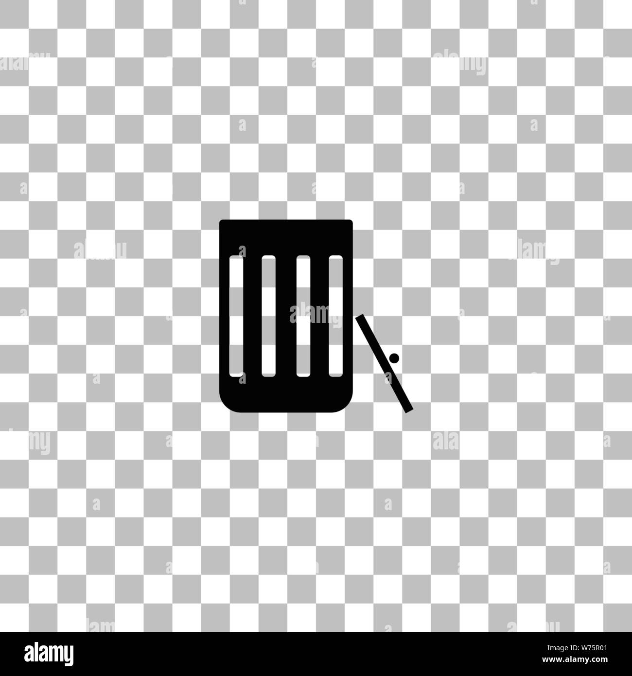 Trash can. Black flat icon on a transparent background. Pictogram for ...