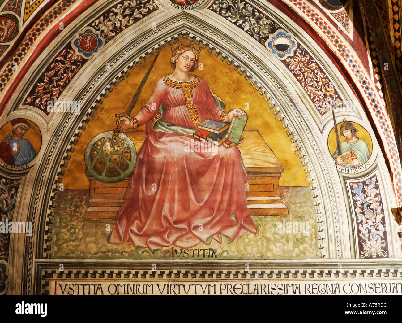 Ancient allegory of Justice in medieval fresco Stock Photo - Alamy