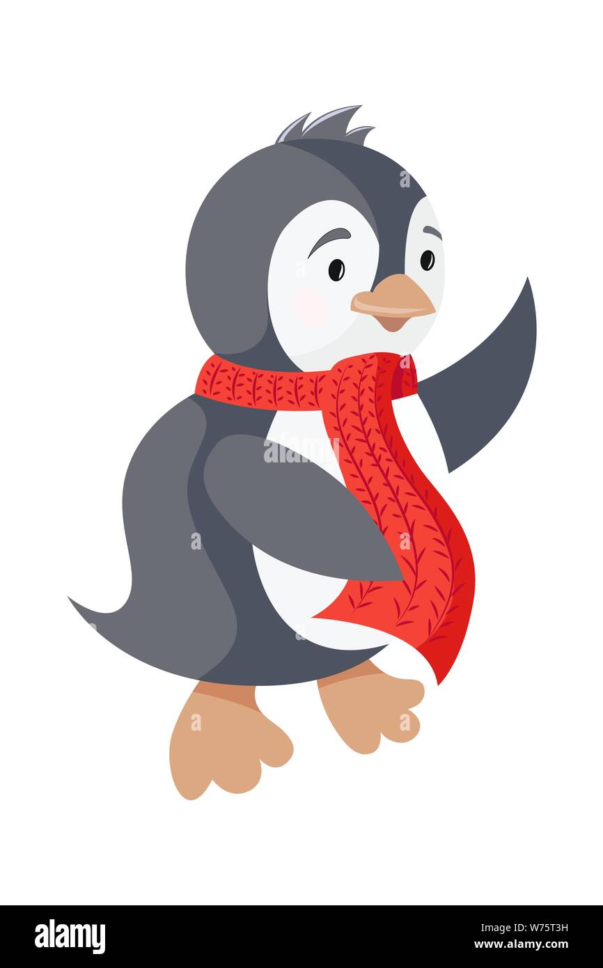 Cute penguin icon in side standing pose isolated on white background ...