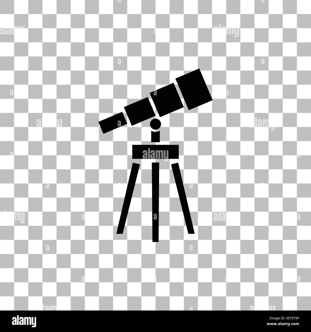 Telescope. Black flat icon on a transparent background. Pictogram for ...