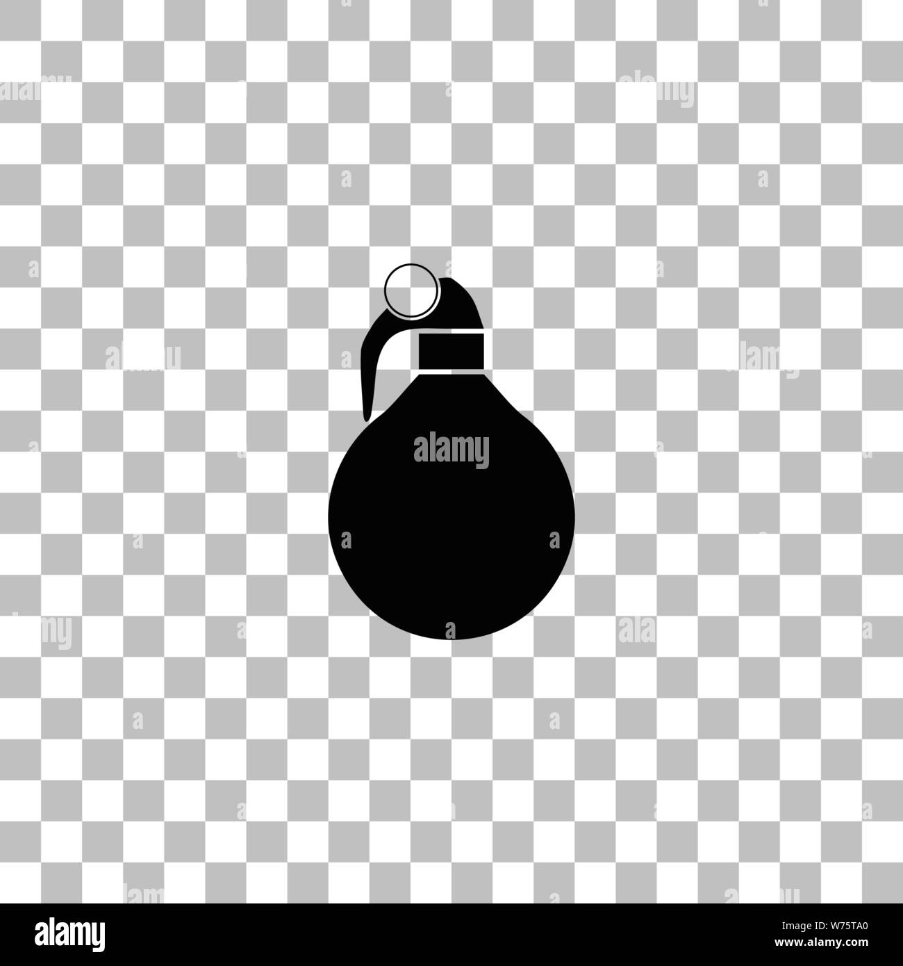 Hand grenade. Black flat icon on a transparent background. Pictogram ...