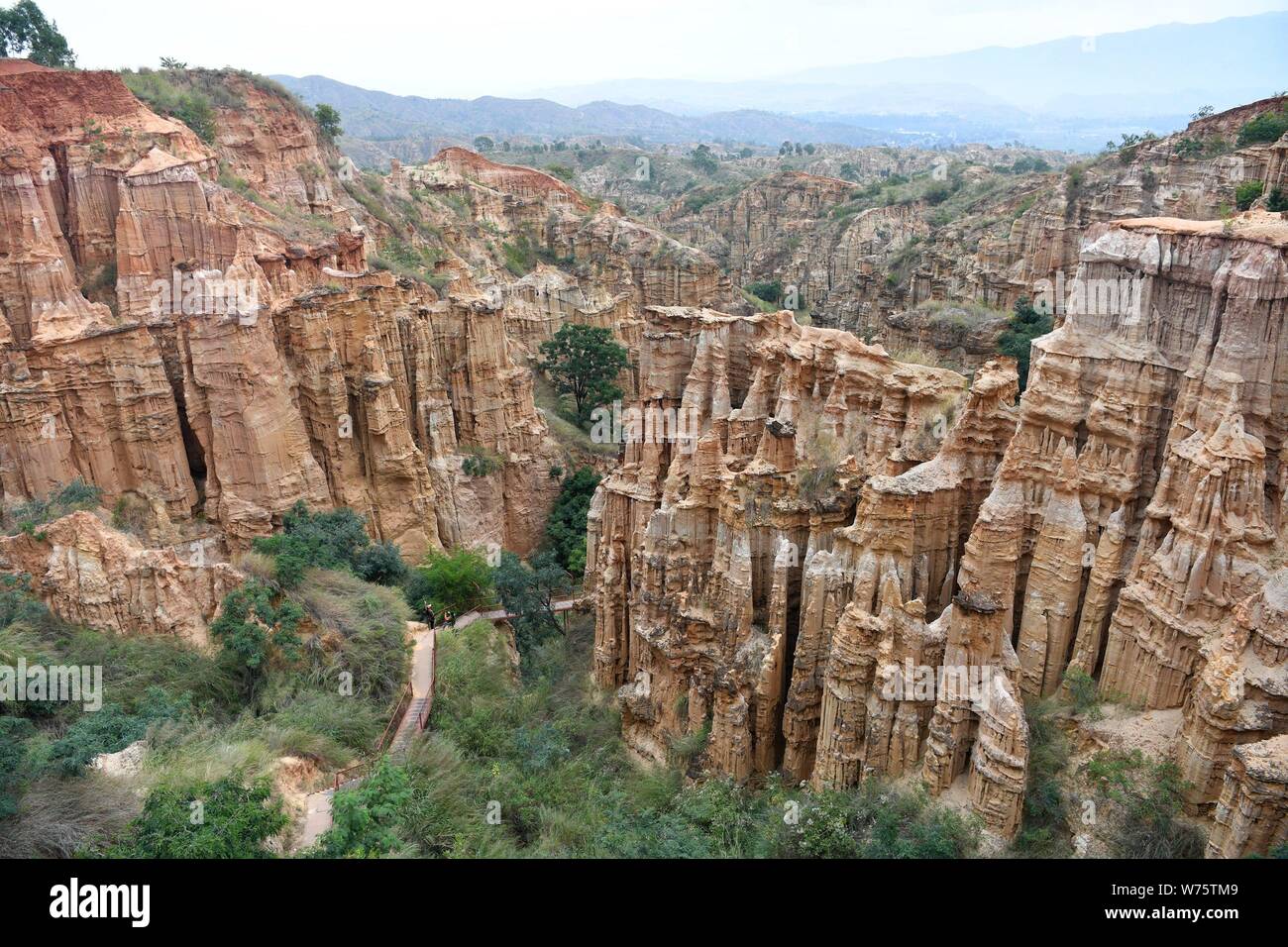 Landscape of the Yuanmou Earth Forest, which is "Tulin" in Chinese, in ...