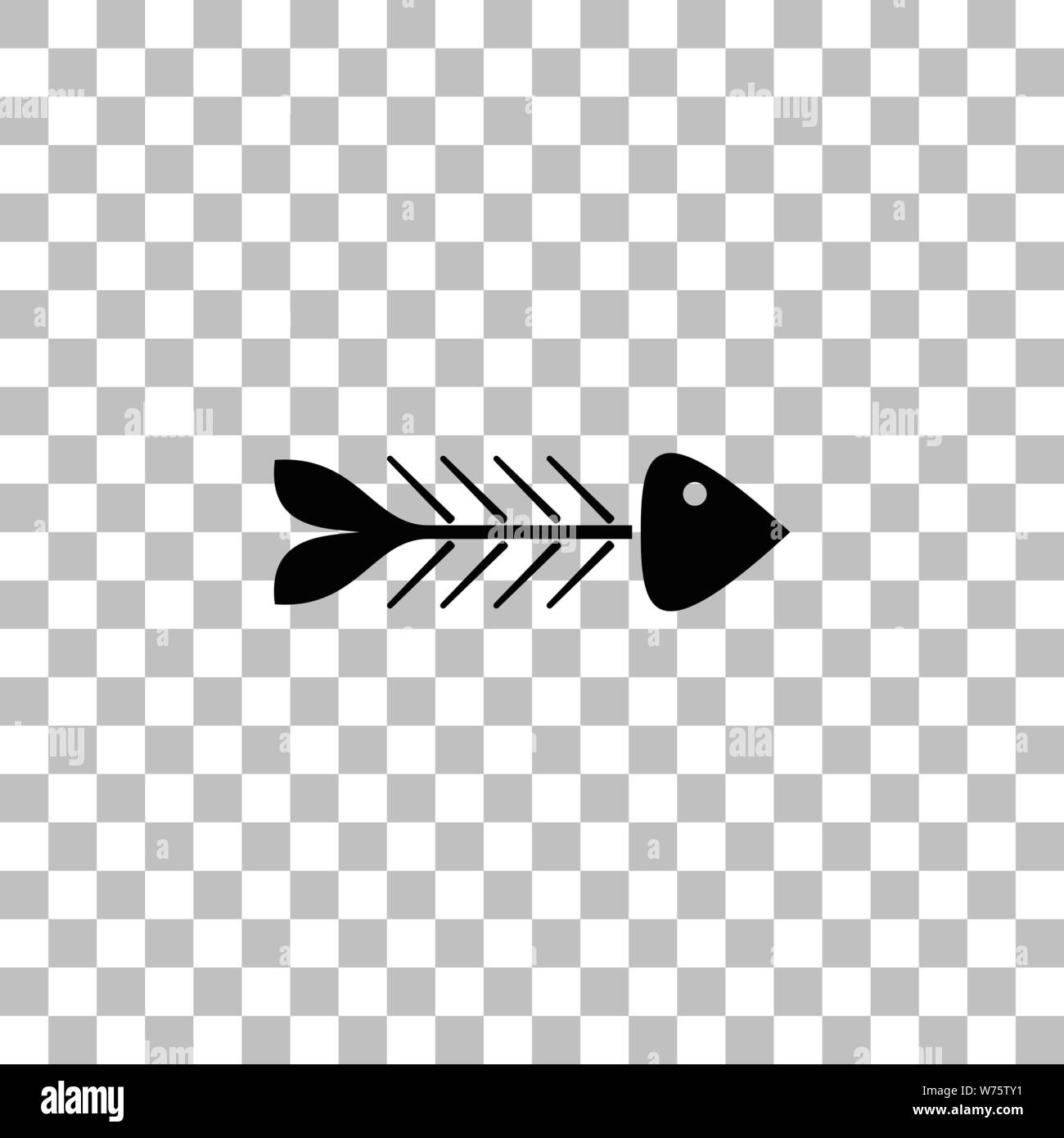 Fishbone. Black flat icon on a transparent background. Pictogram for ...