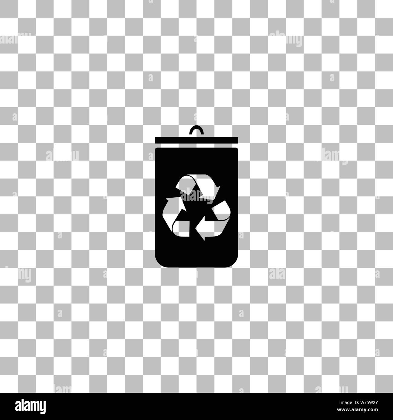 Trash bin. Black flat icon on a transparent background. Pictogram for ...