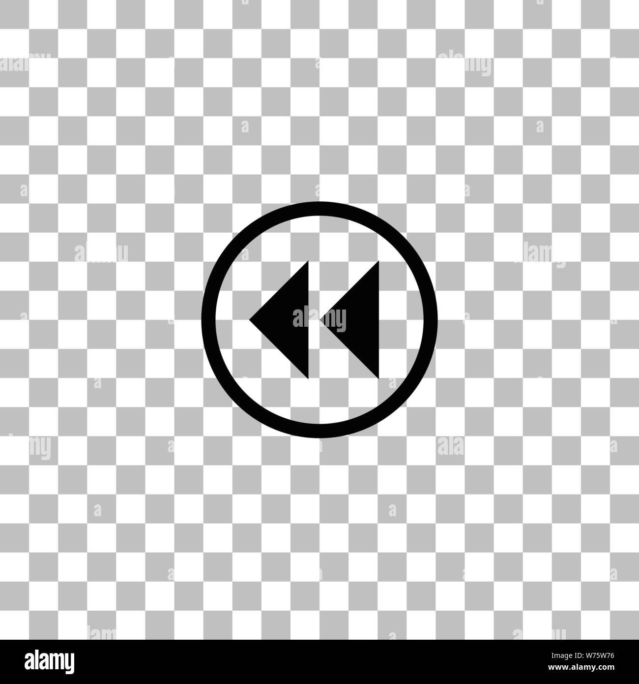 Rewind. Black flat icon on a transparent background. Pictogram for your ...