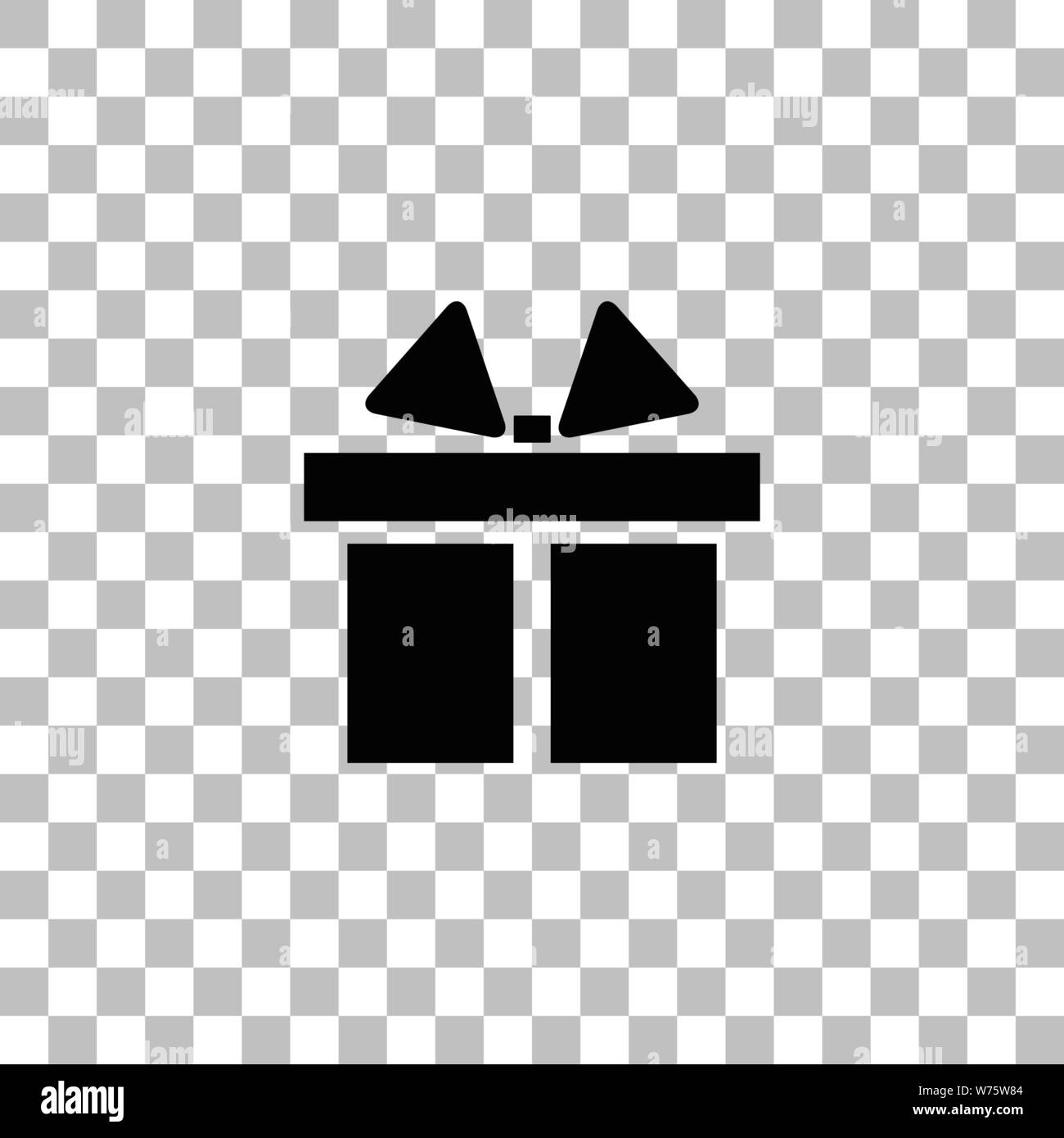 Gift box. Black flat icon on a transparent background. Pictogram for ...