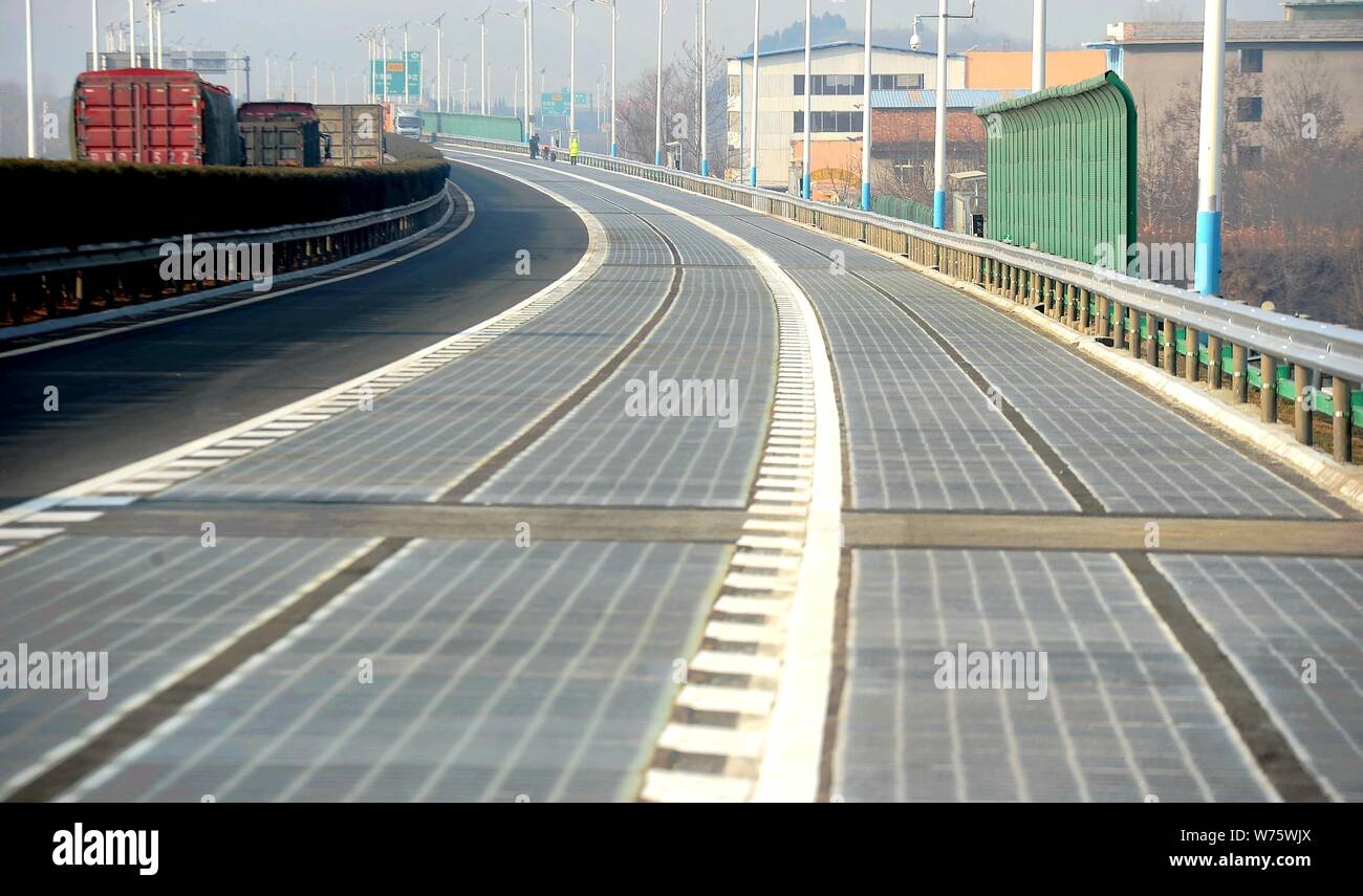 Solar panels are paved on the world's first photovoltaic highway to be ...