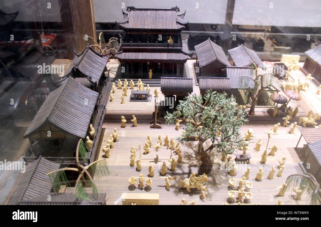 View of the microscopic carving "Riverside Scene at Qingming Festival ...