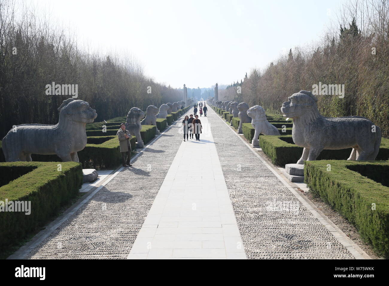 --FILE--People visit the the Ming Tombs, a collection of mausoleums ...