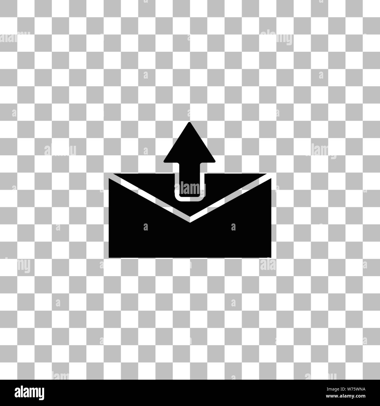 Mail arrow. Black flat icon on a transparent background. Pictogram for ...