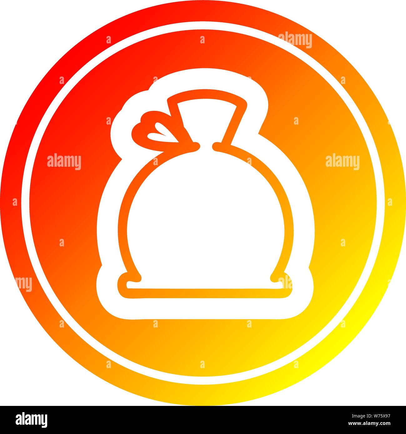 bulging sack circular icon with warm gradient finish Stock Vector Image ...
